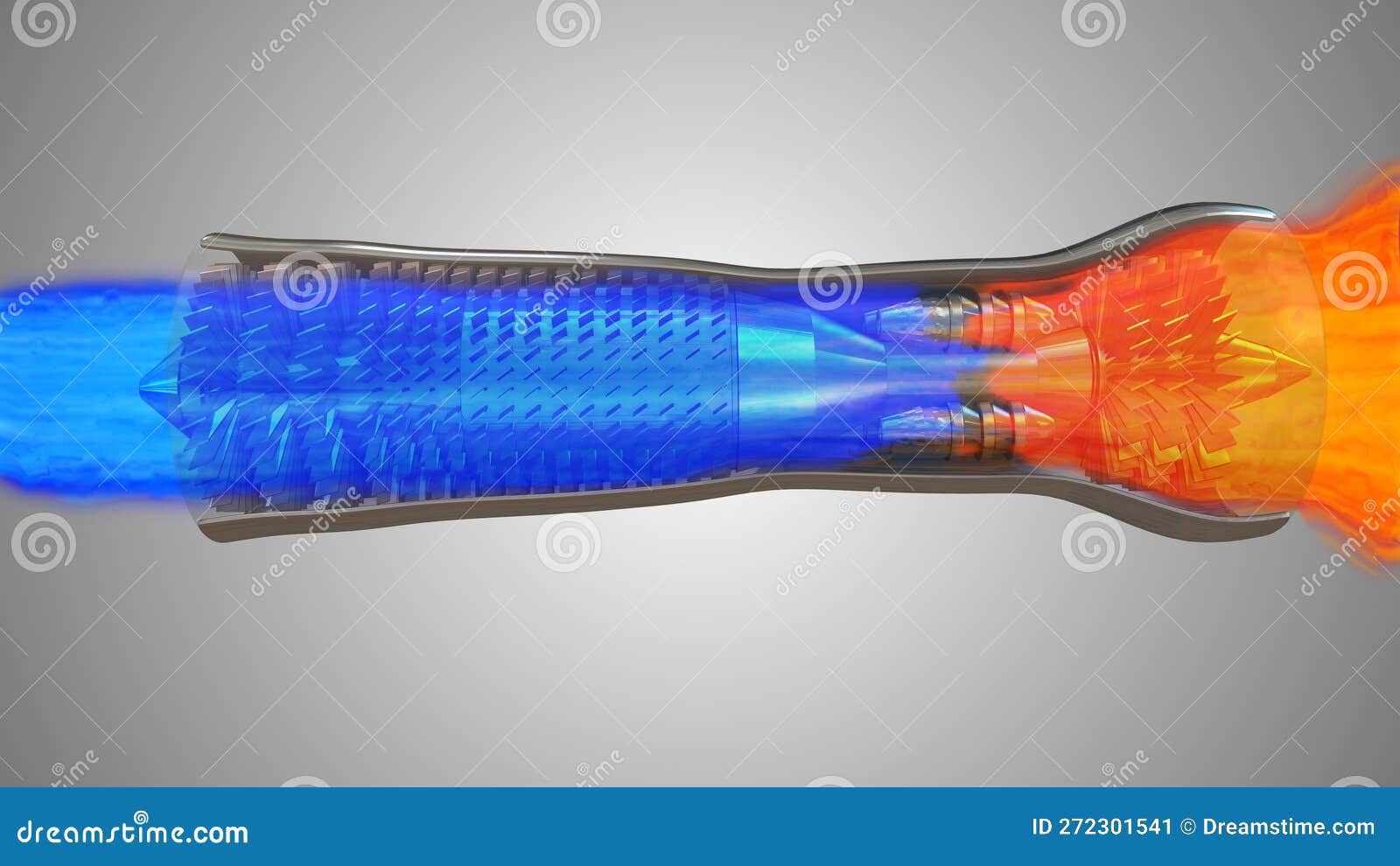 Working of Turbine Engine Showing Aerodynamics Visualization and Thrust ...