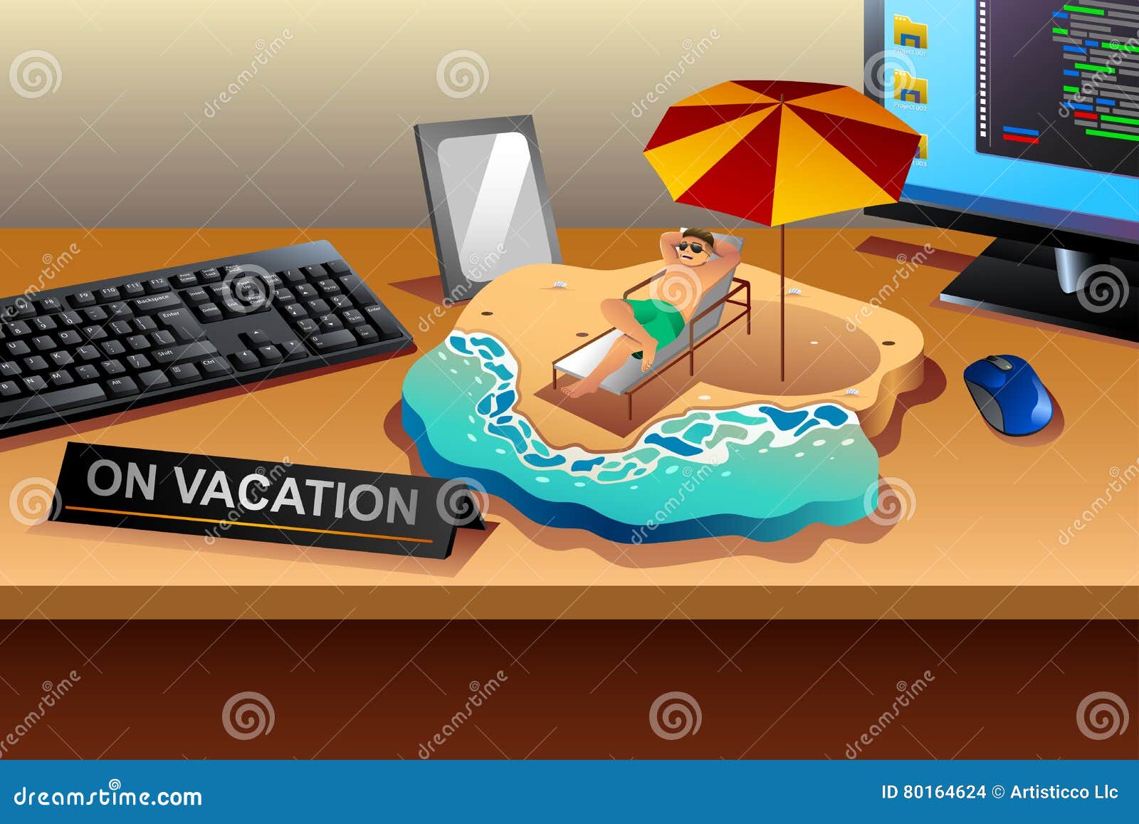 Working and Vacation Concept Stock Vector - Illustration of outdoors ...