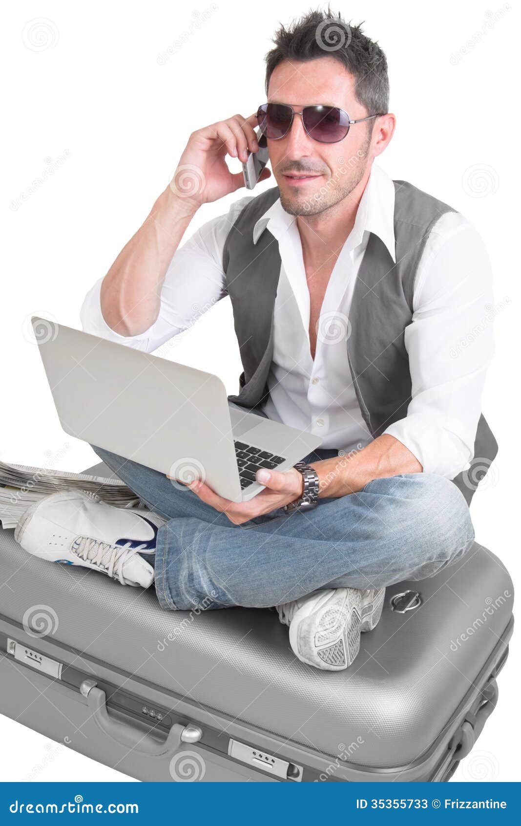 Working on vacation stock image. Image of happy, cool - 35355733