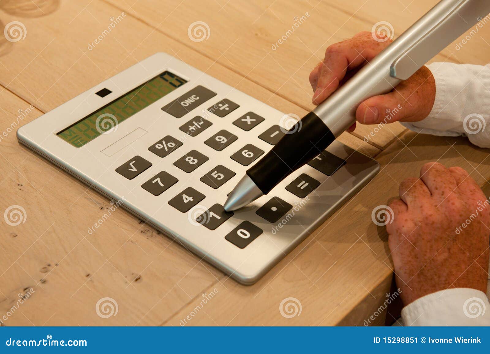 Working with Very Big Calculator Stock Image - Image of pencil, office ...