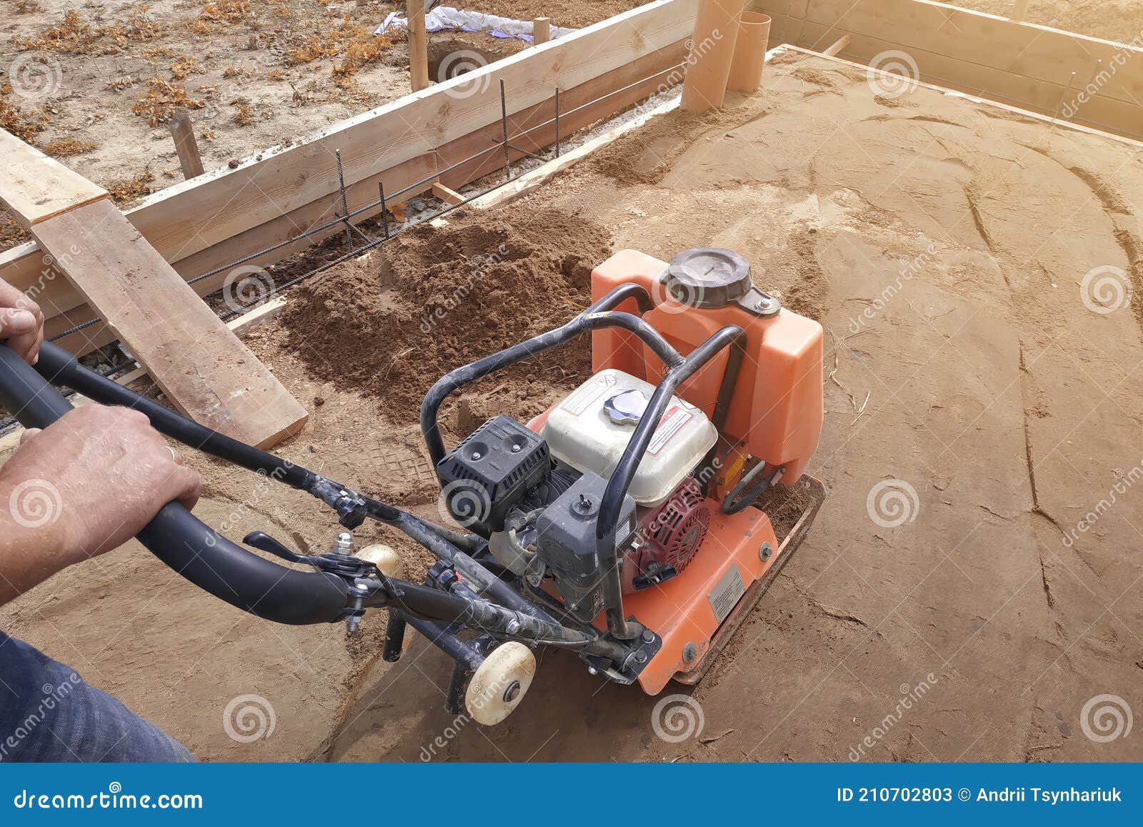 Working with a Vibrating Machine and Equipment, Soil Compaction with a ...