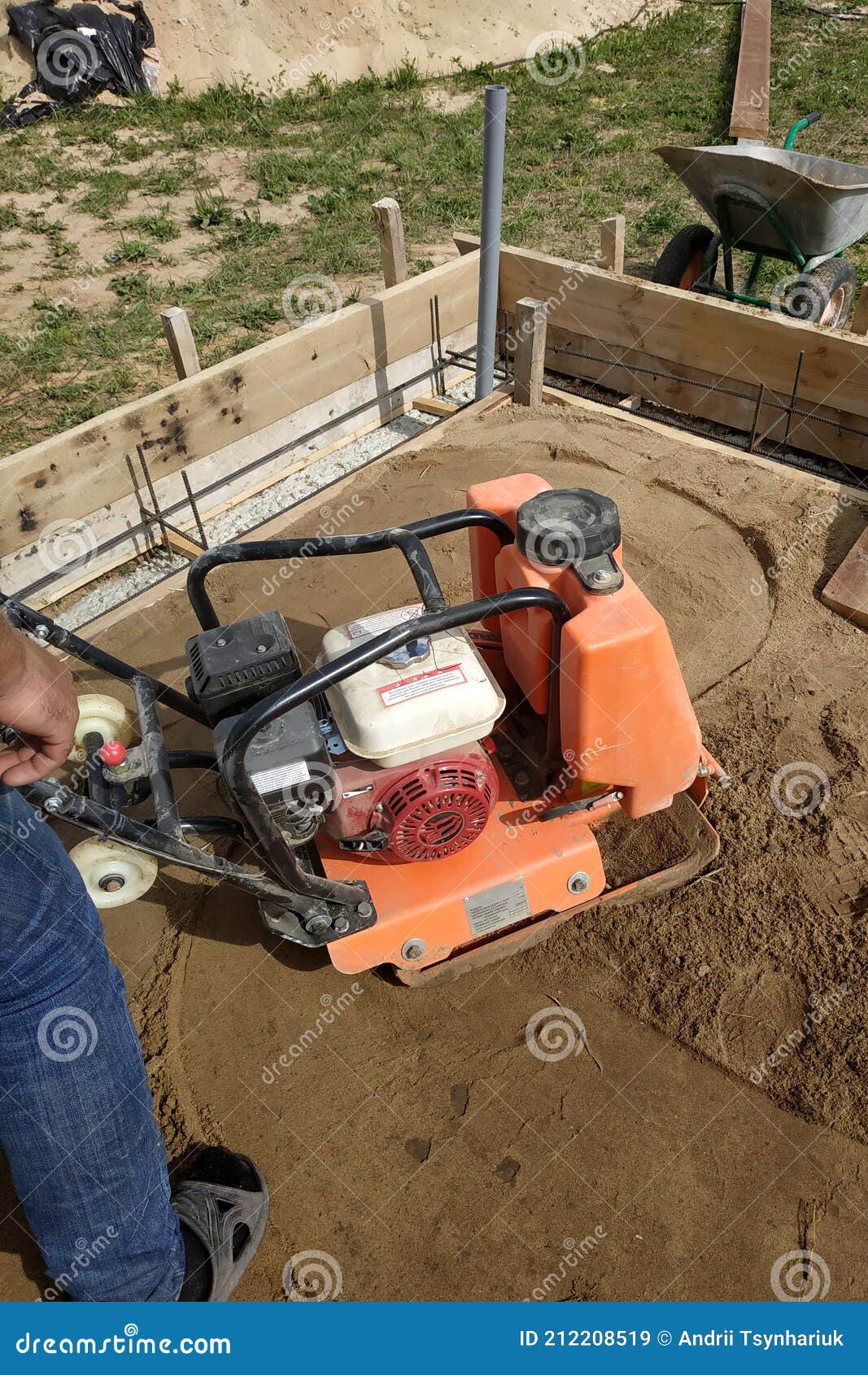 Working with a Vibrating Machine and Equipment, Soil Compaction with a ...