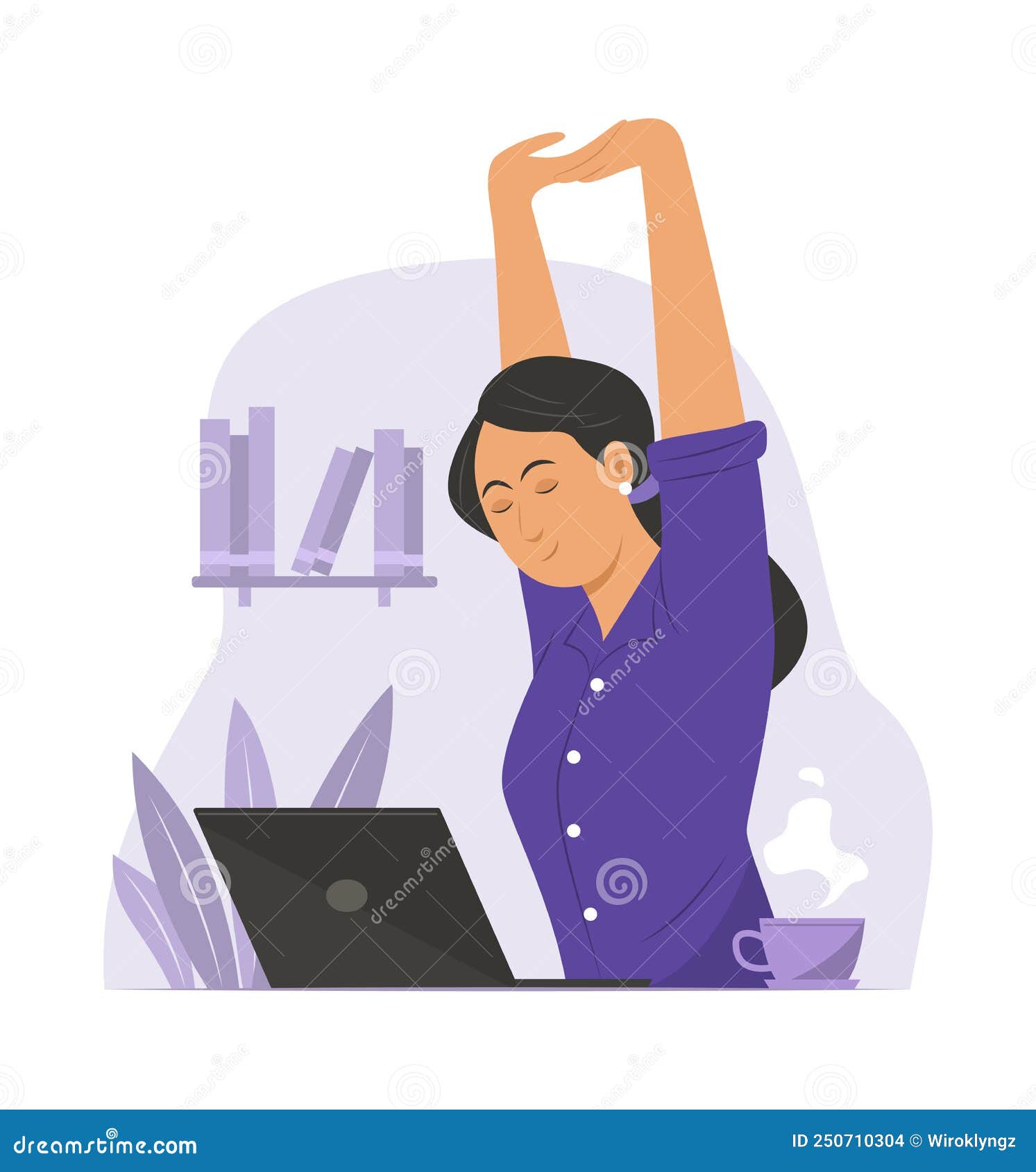 Woman Stretching Body To Relaxing after Work. Stock Vector ...