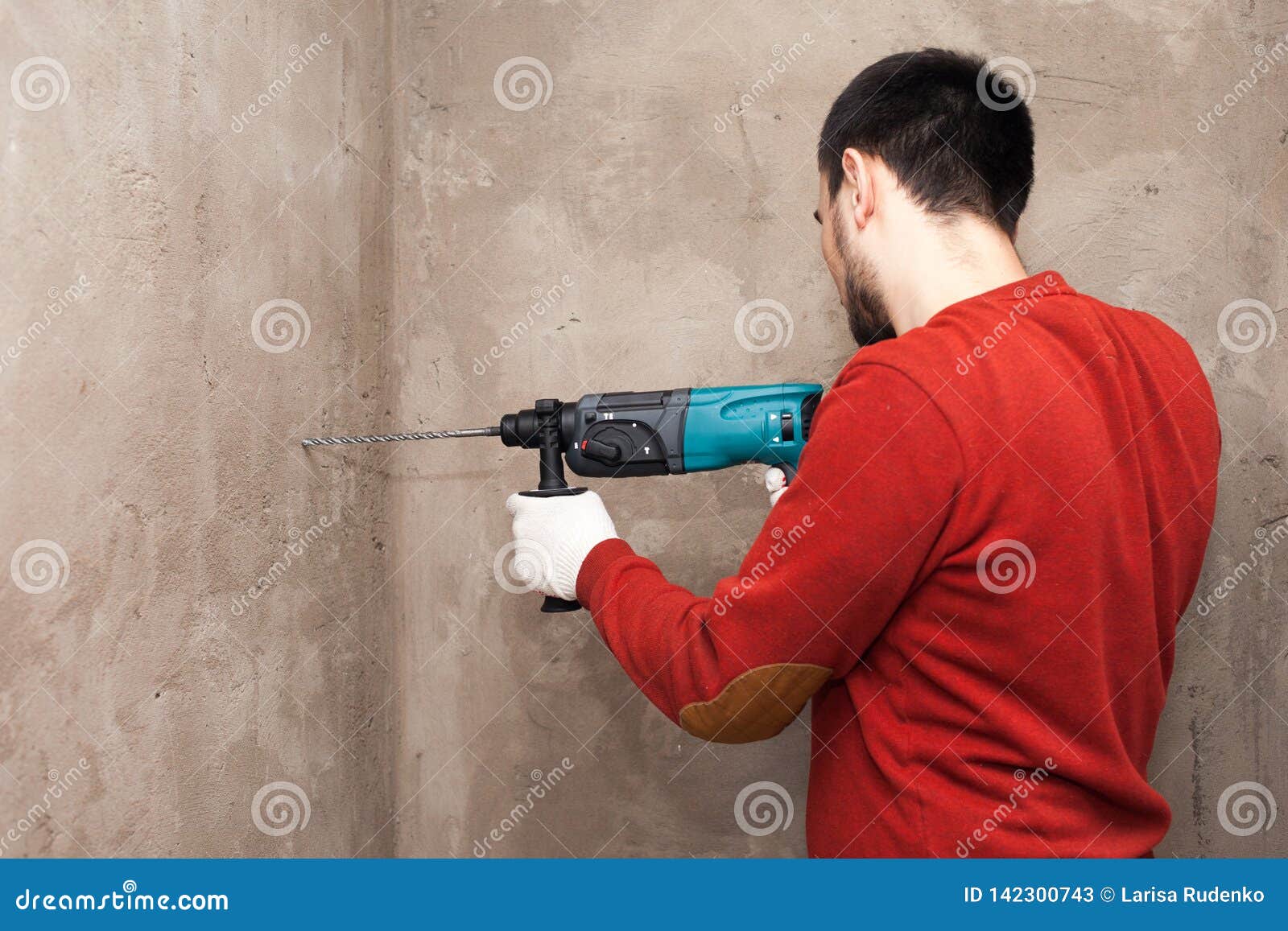 Working the Wall Drill Impact Drill, Hammer Stock Image - Image of ...