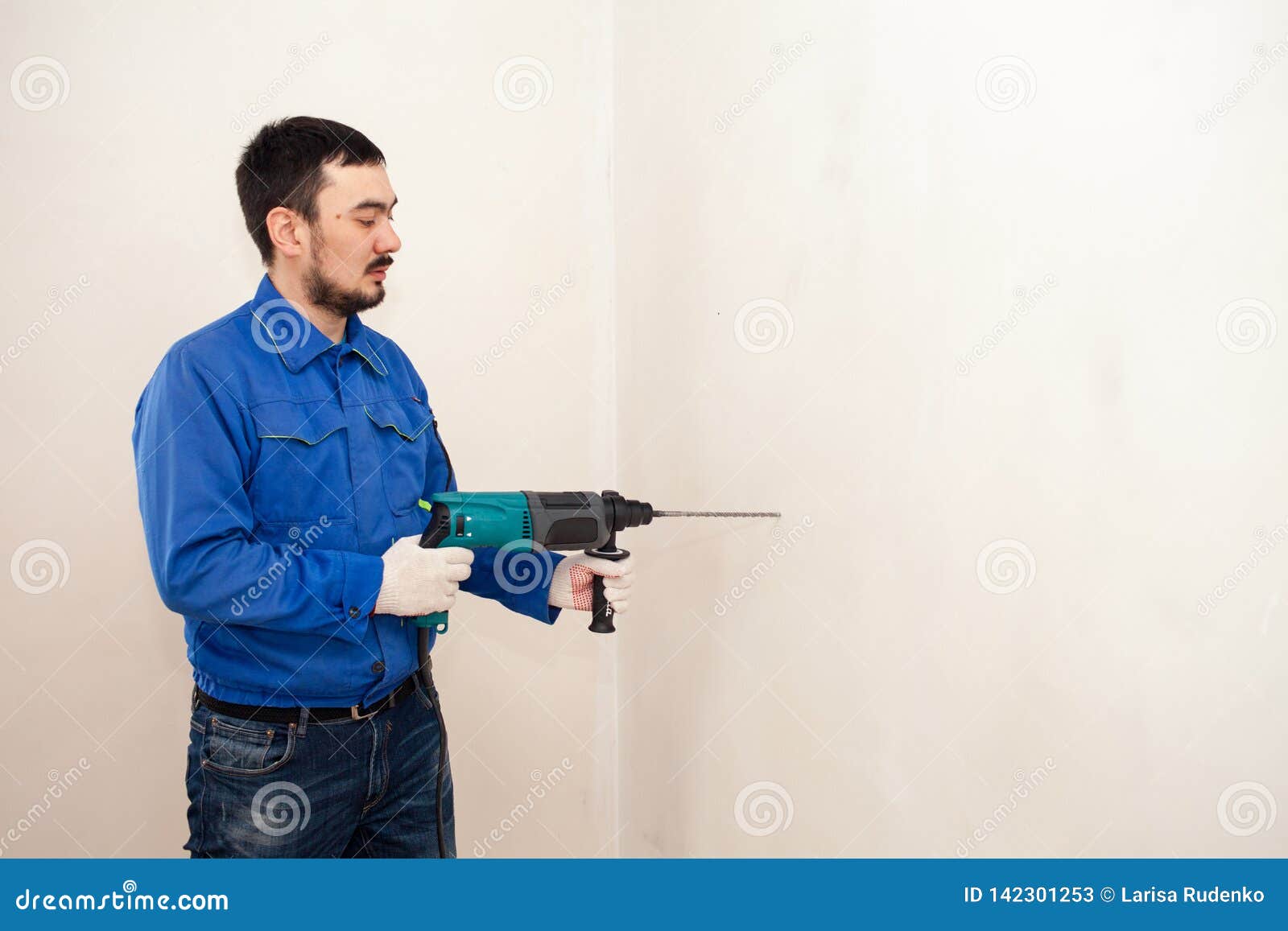 Working the Wall Drill Impact Drill, Hammer Stock Image - Image of ...