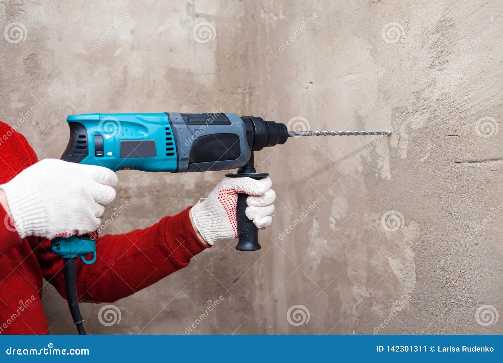 Working the Wall Drill Impact Drill, Hammer Stock Image - Image of ...