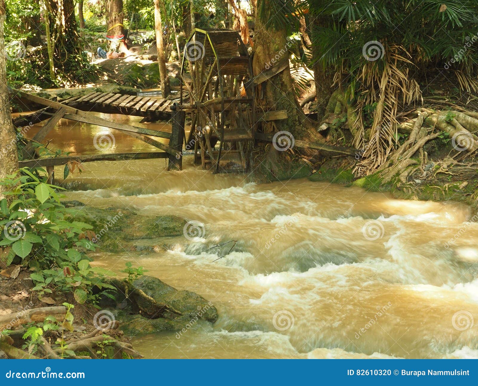 Working Watermill Wheel in Stream. Stock Photo - Image of motion ...