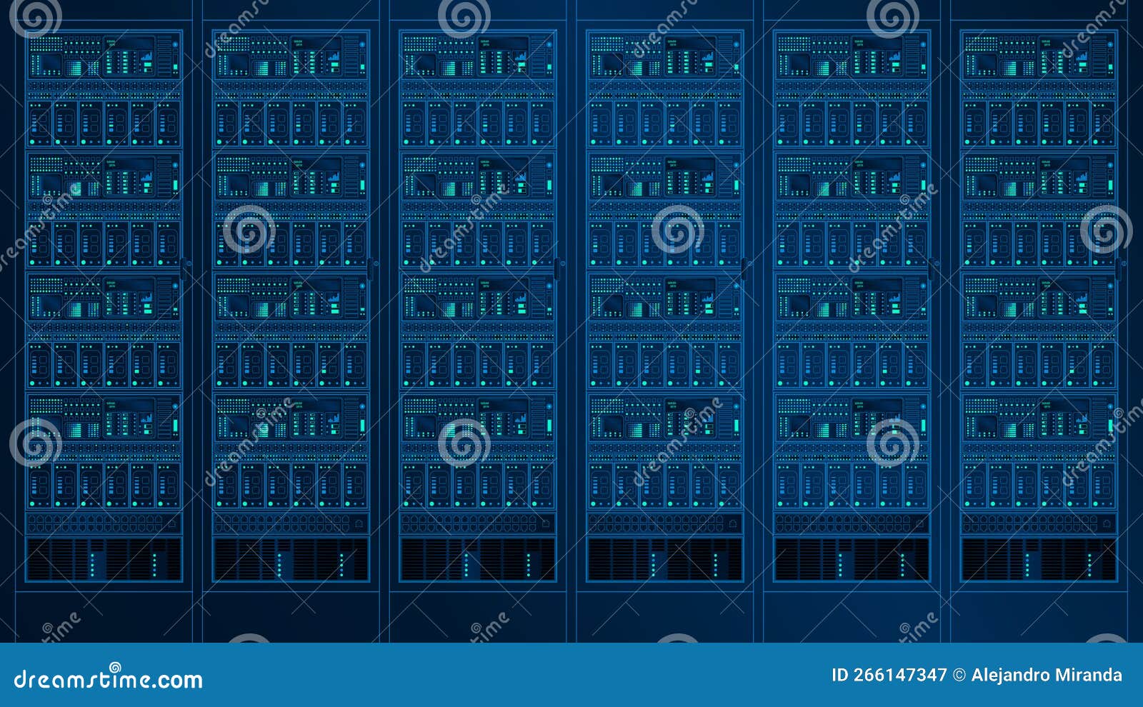 Working Web Server, Light Blue Line Drawing on Dark Blue Background ...