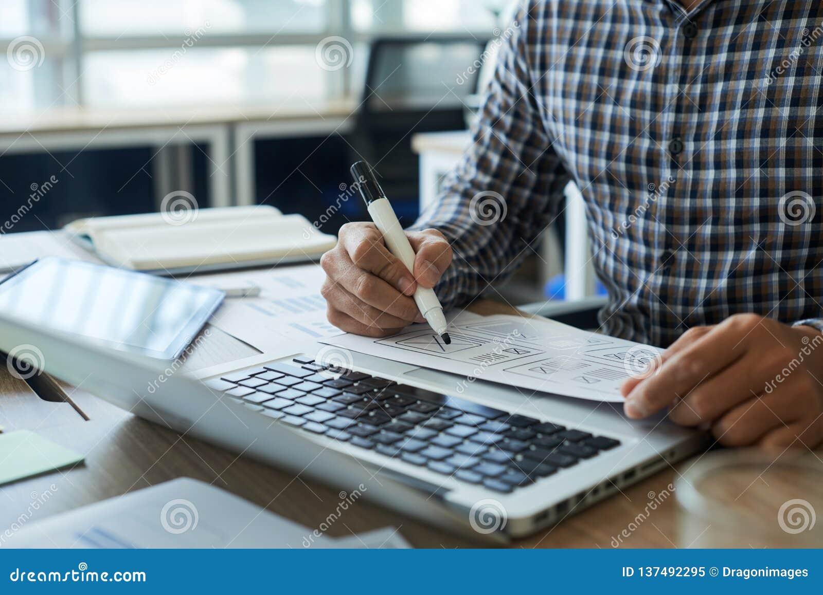 Working on Website Template Stock Image - Image of marker, writing ...