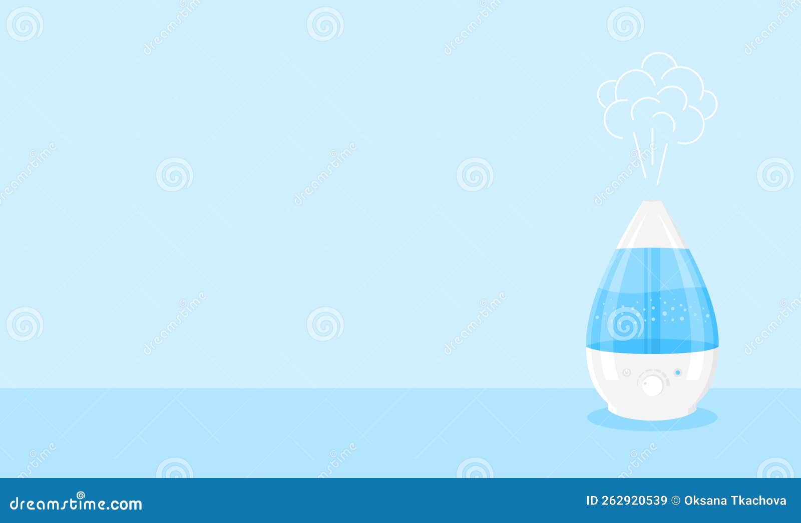 A Working White Humidifier on a Blue Background with Copy Space. Flat ...