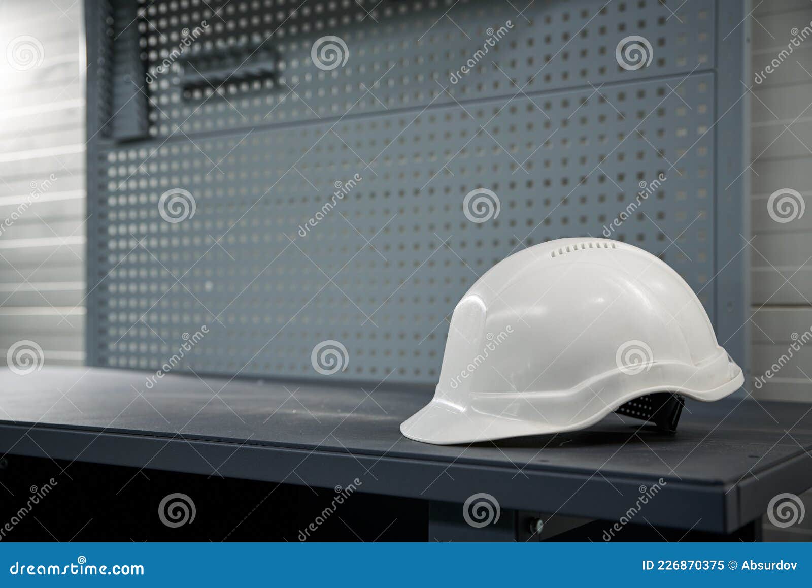 Working White Safety Helmet in Production Stock Image - Image of ...