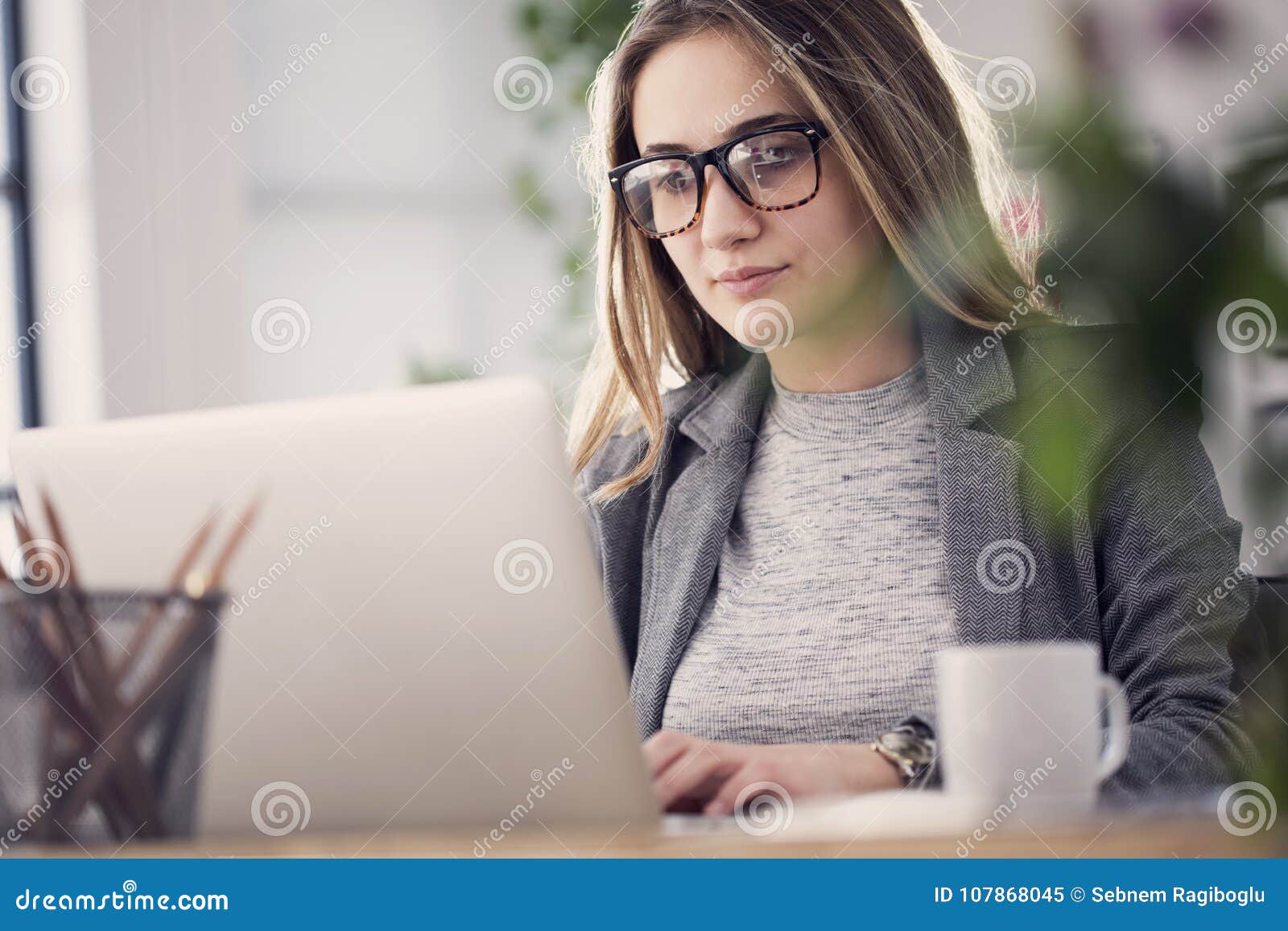 Working woman in computer stock image. Image of finance - 107868045