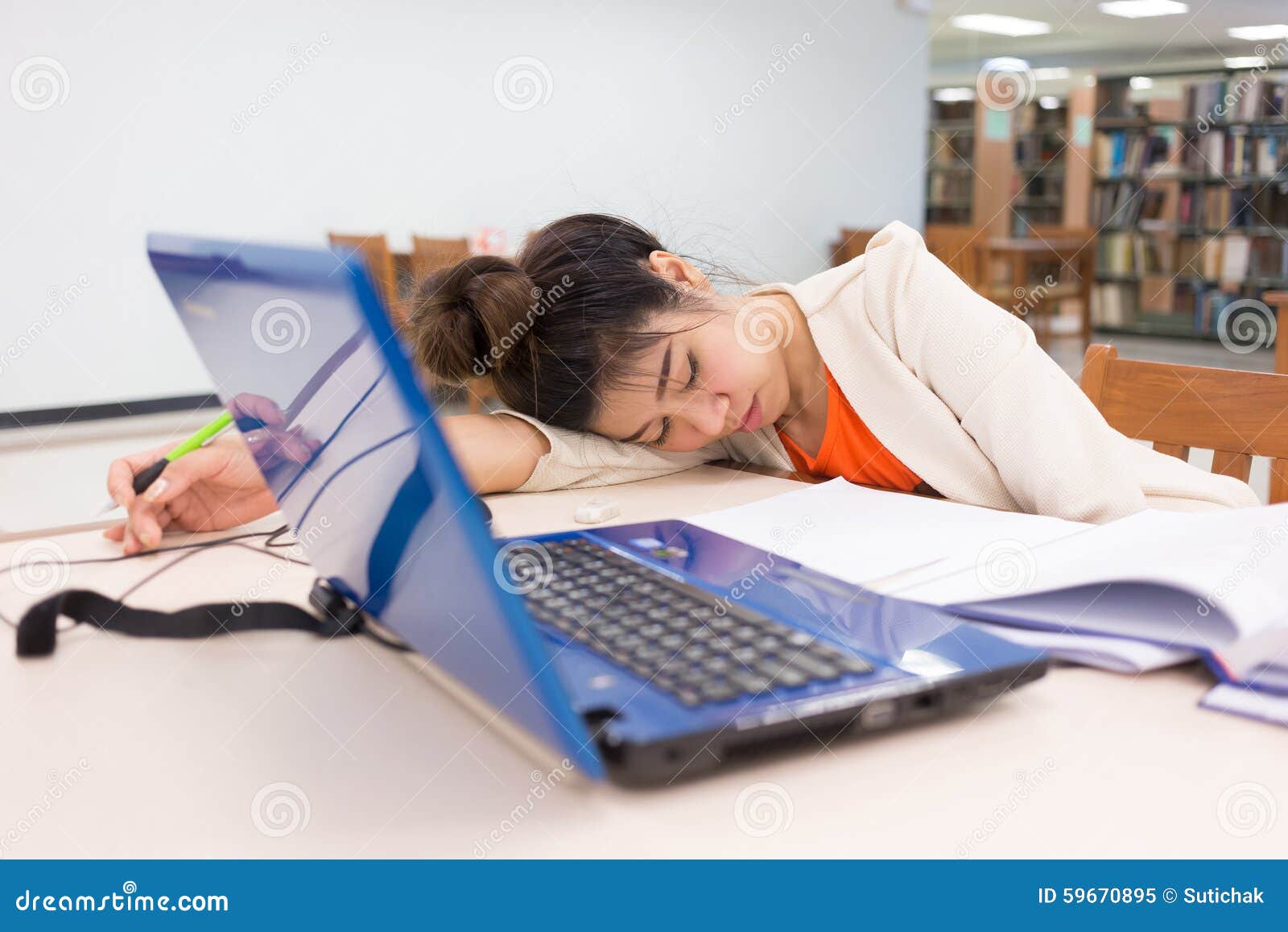 Working Woman Sleeping on a Table Stock Image - Image of laptop, essay ...