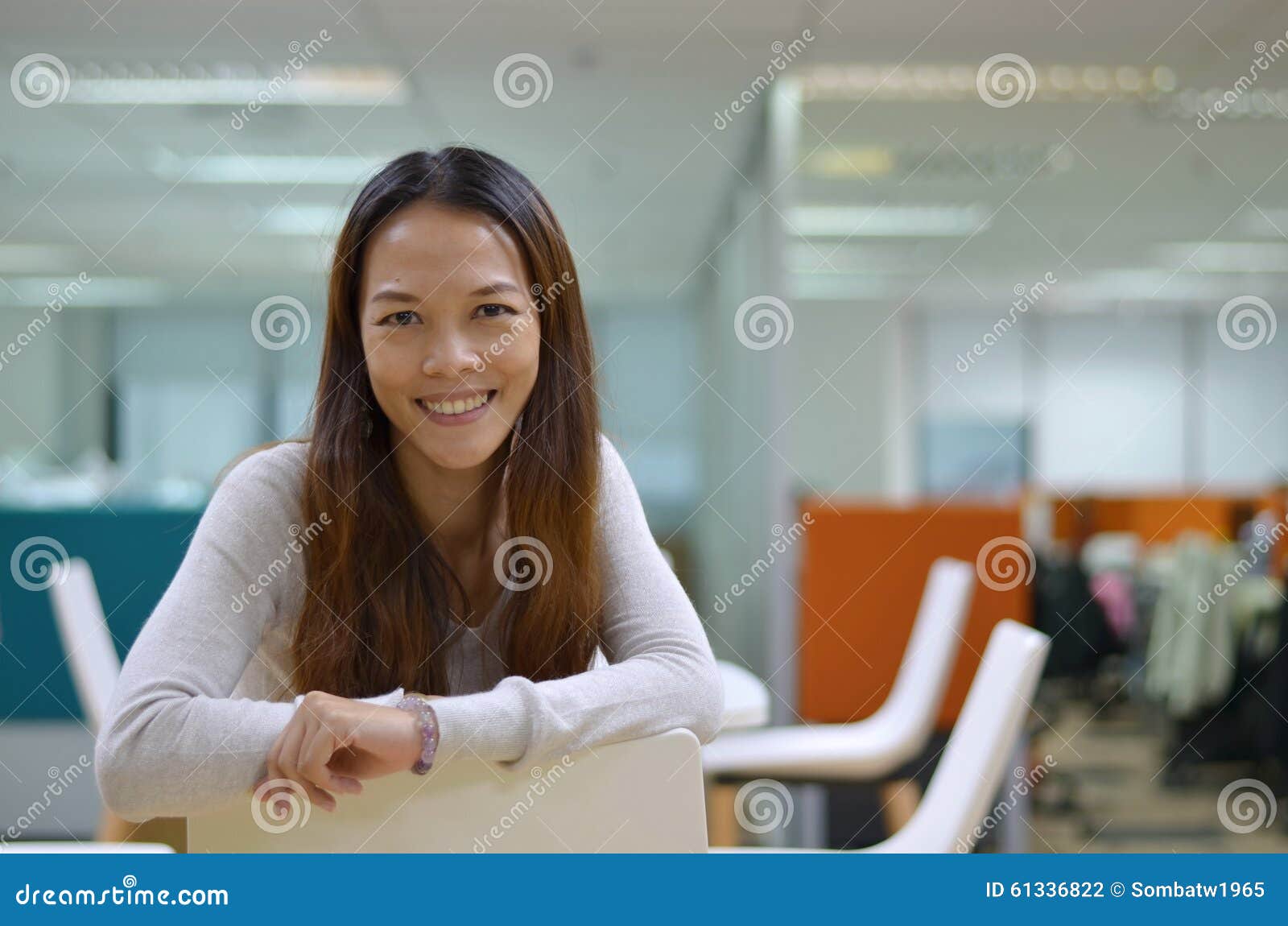 Working Woman Smiles stock photo. Image of staff, phone - 61336822