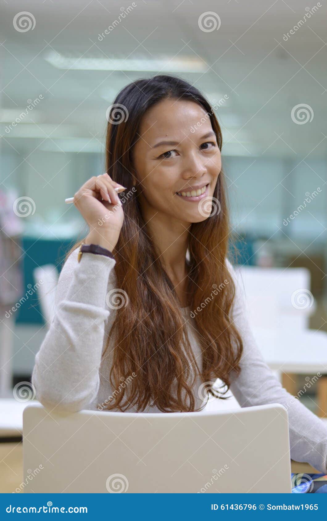 Working Woman Smiles stock photo. Image of friends, people - 61436796