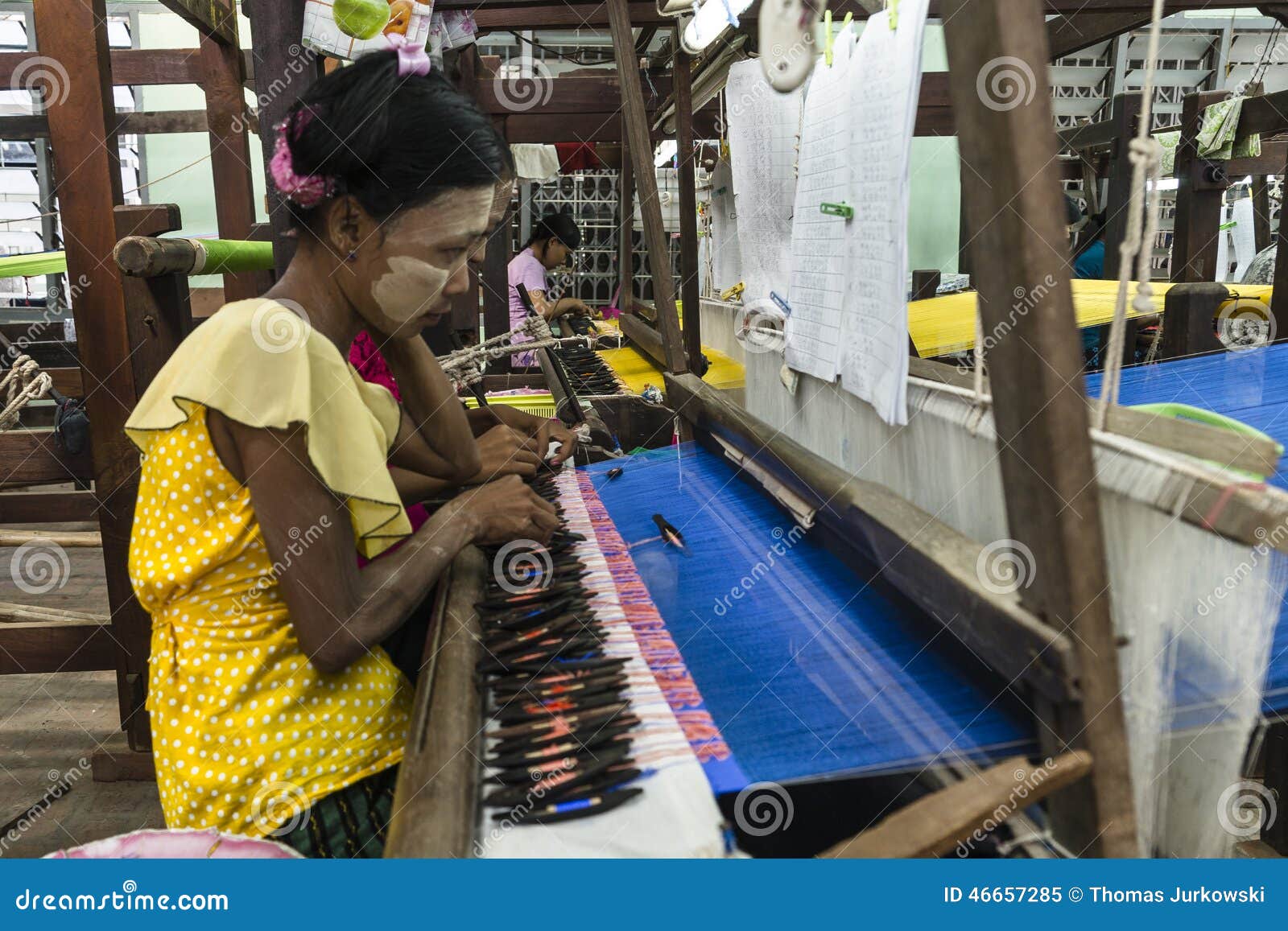 Working woman by weaving editorial image. Image of asia - 46657285