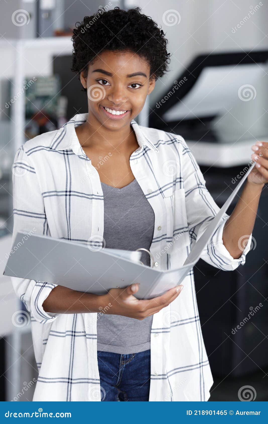 Working Women Holding Grey Document File in Office Stock Image - Image ...