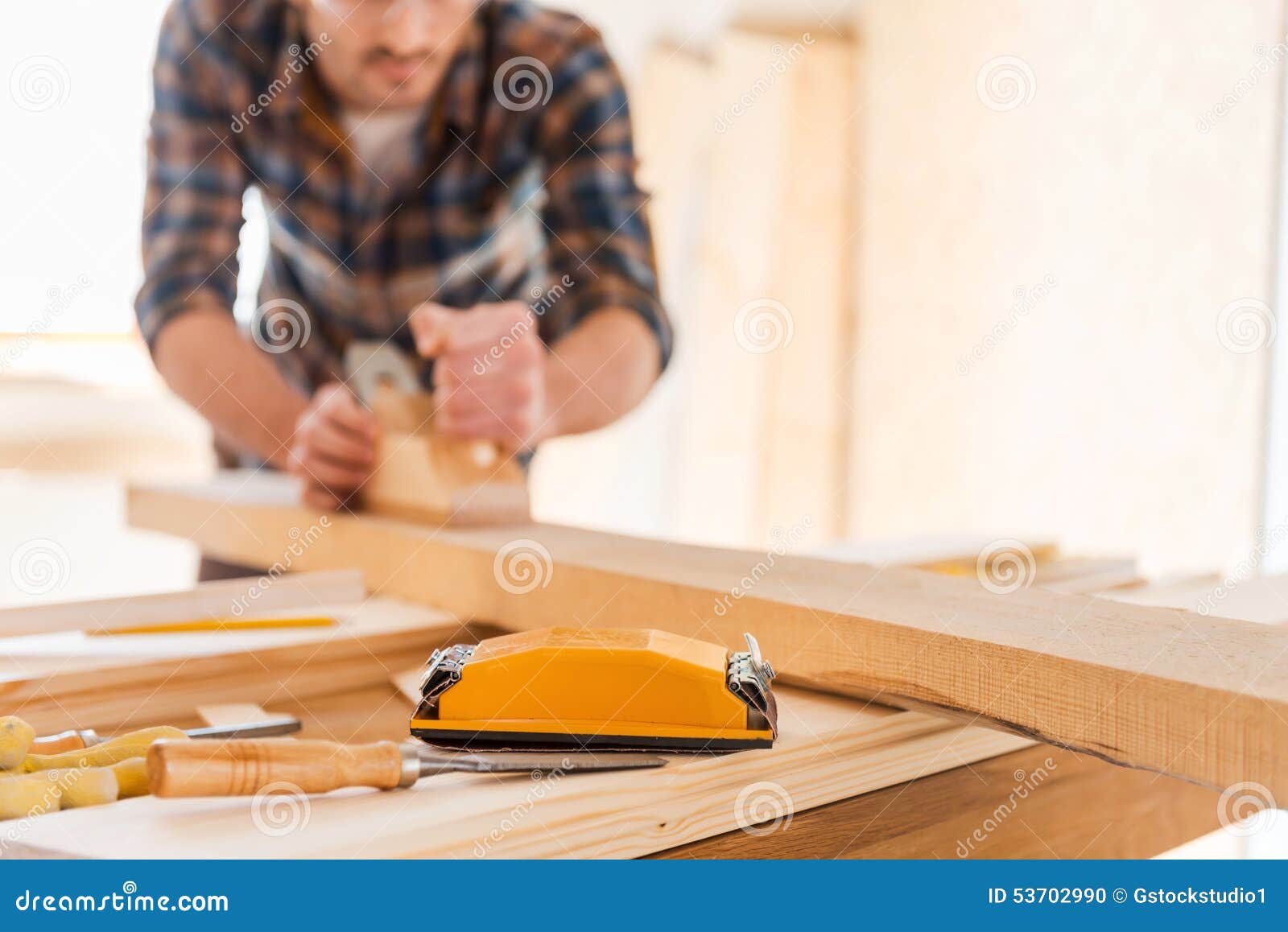 Working with wood. stock photo. Image of person, caucasian - 53702990