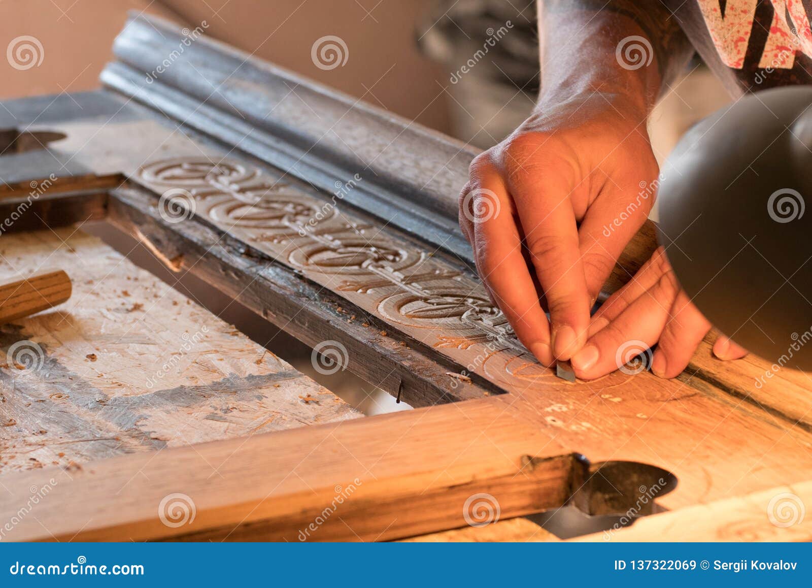 Working with wood process stock image. Image of hand - 137322069