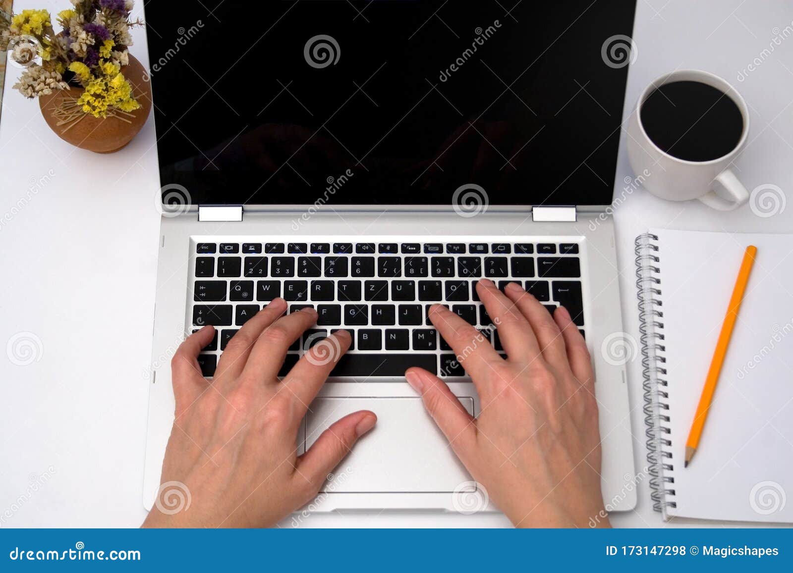 Working-writing on a Laptop-netbook Stock Photo - Image of boss ...