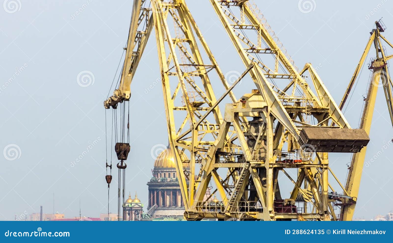 Working Yellow Cranes at Shipyard Aerial Timelapse Stock Video - Video ...