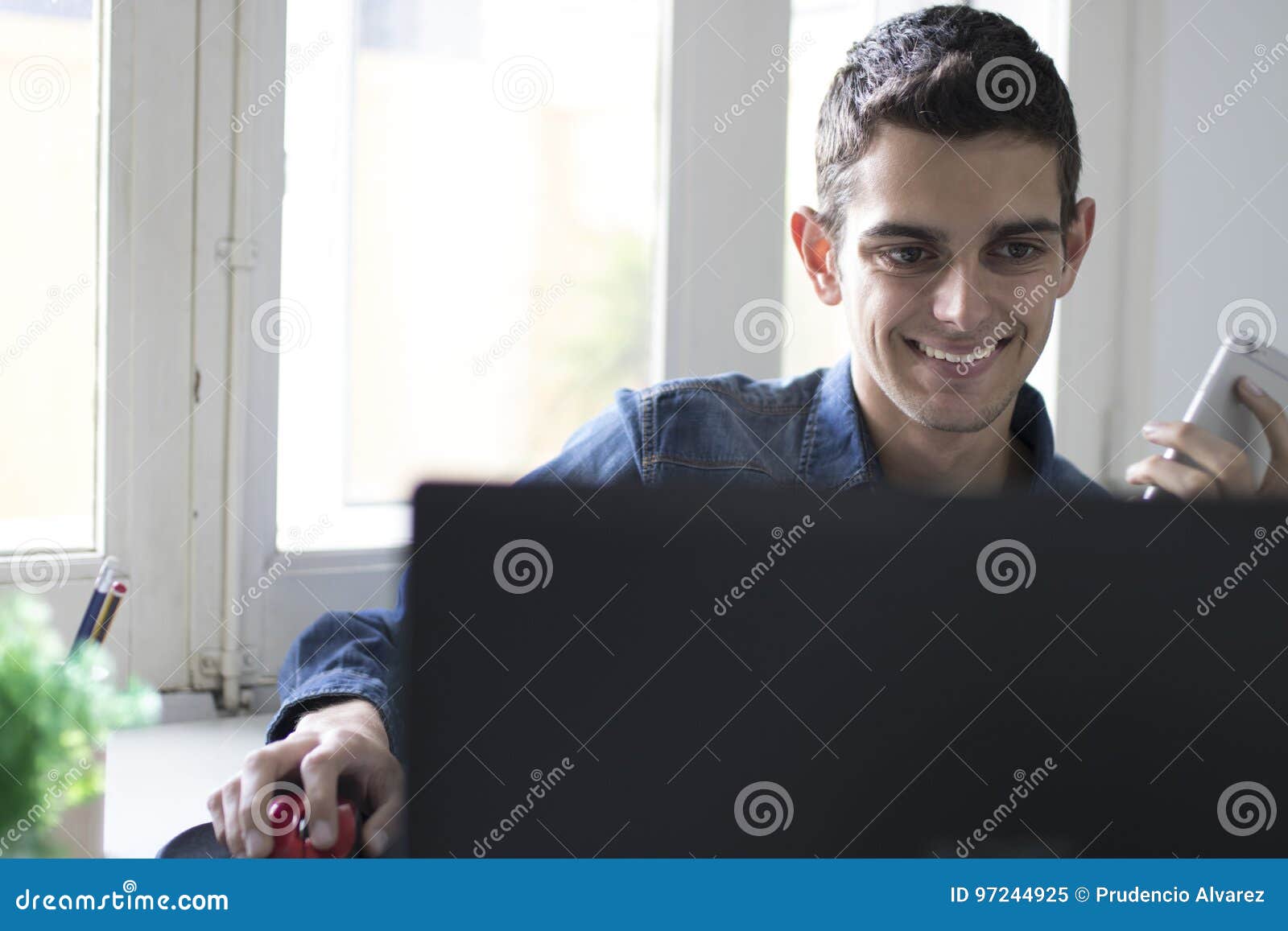 Working with Your Computer at Home Stock Image - Image of globalization ...
