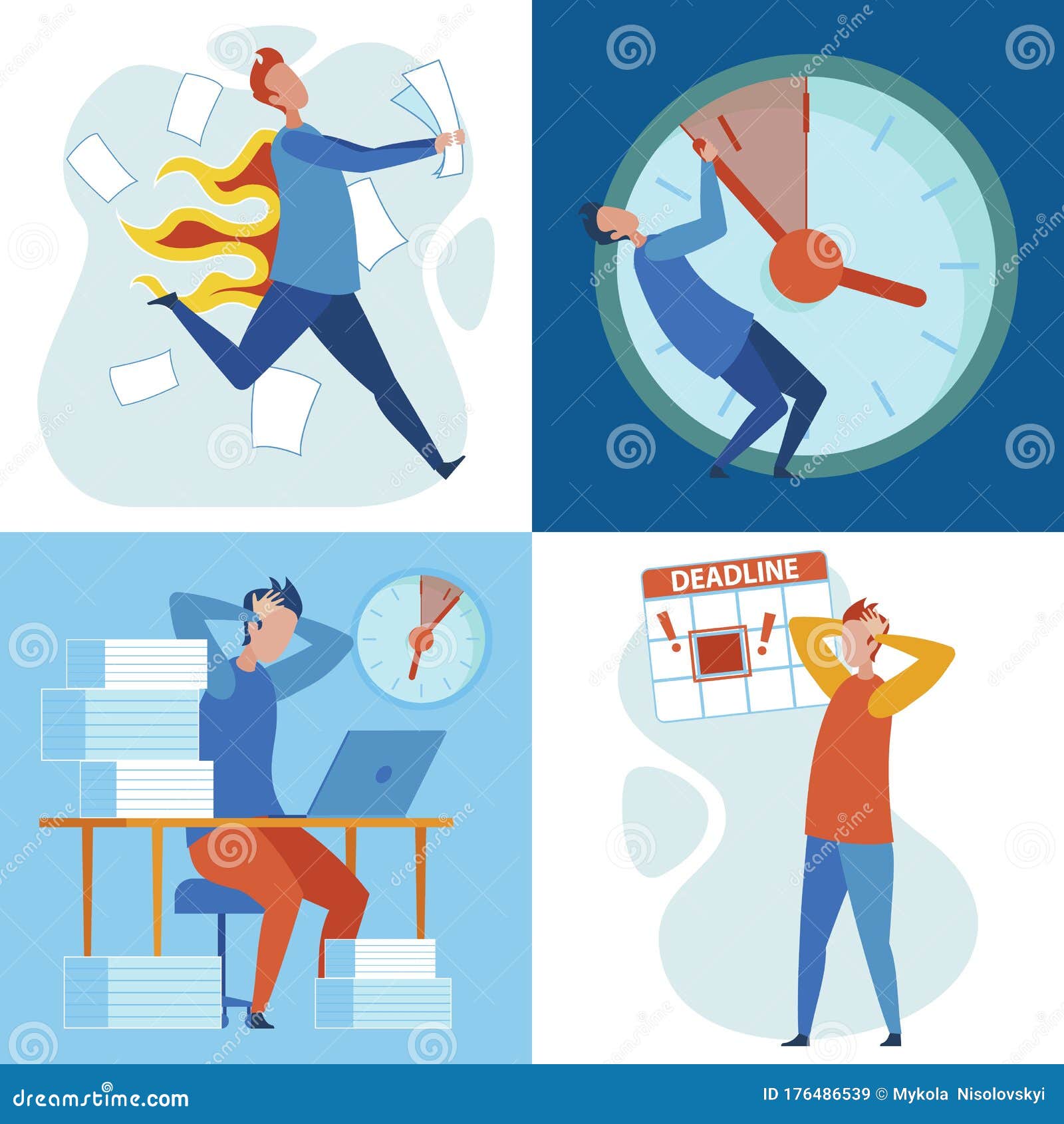 Workload Deadline, Work Related Stress and Burnout Stock Vector ... Workload Deadline, Work Related Stress and Burnout Stock Vector ...