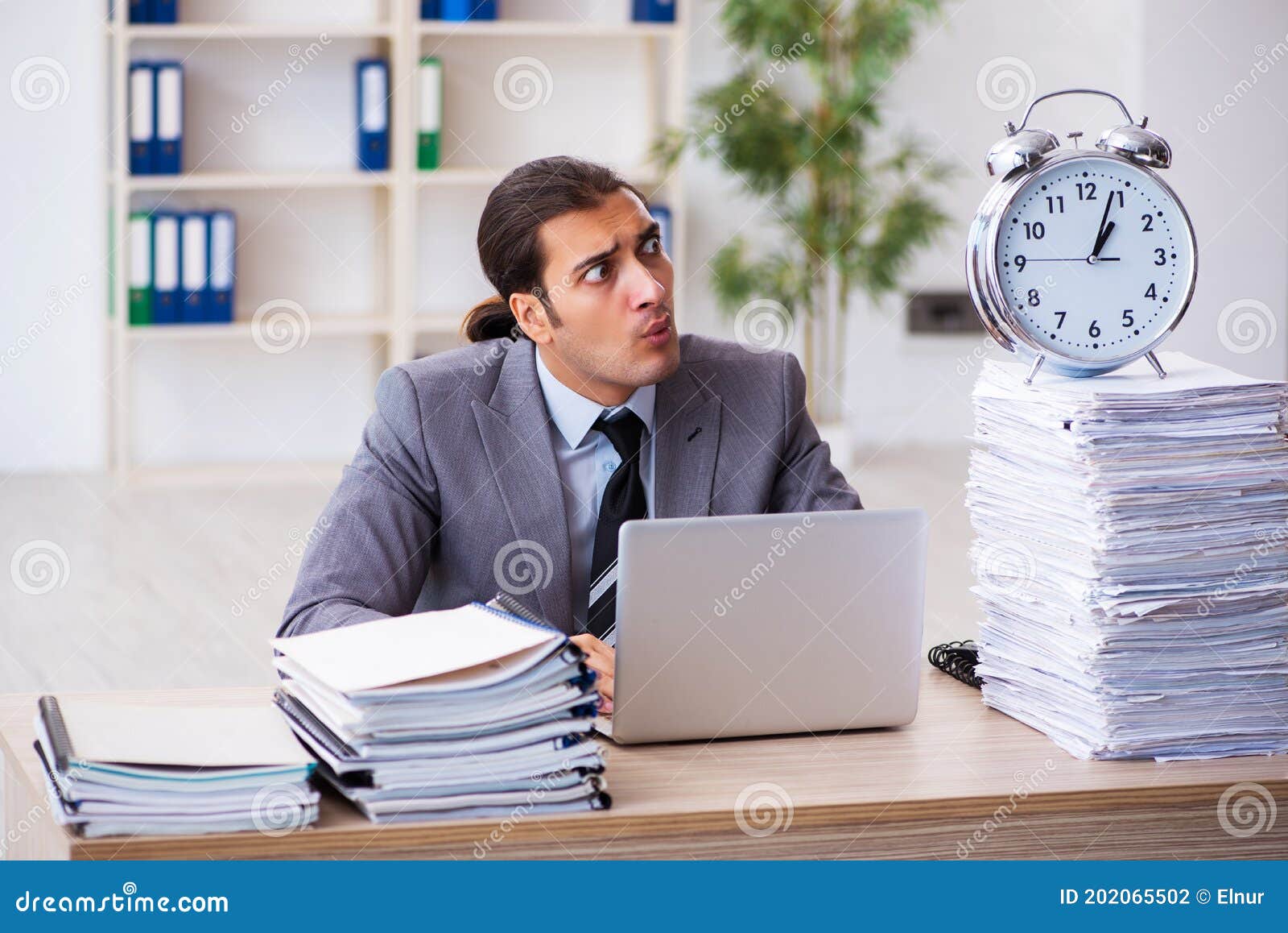 Workload Male Employee in Time Management Concept Stock Photo - Image ...