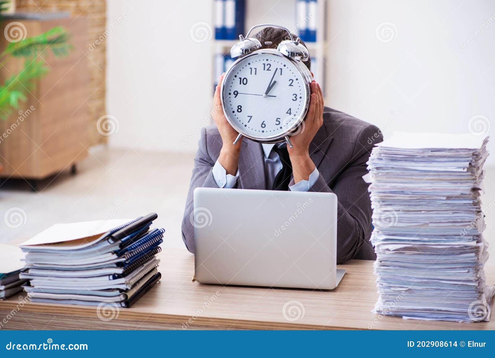 Workload Male Employee in Time Management Concept Stock Photo - Image ...