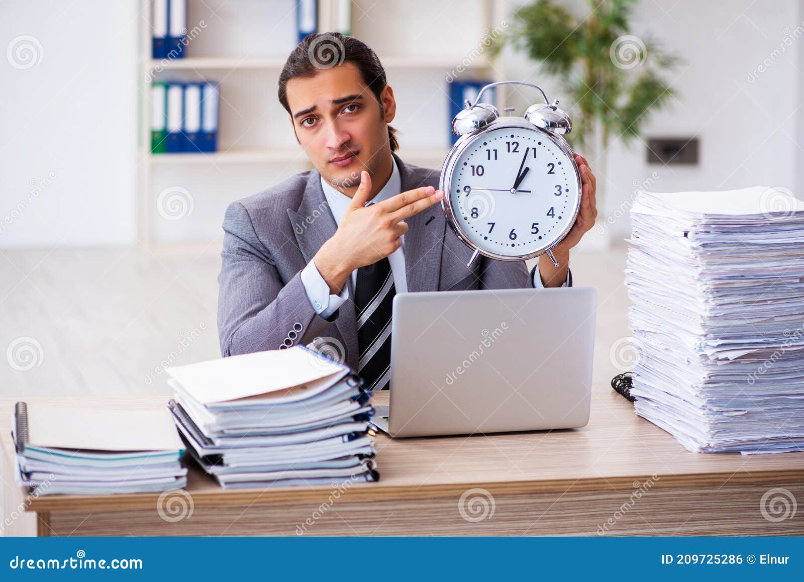Workload Male Employee in Time Management Concept Stock Photo - Image ...