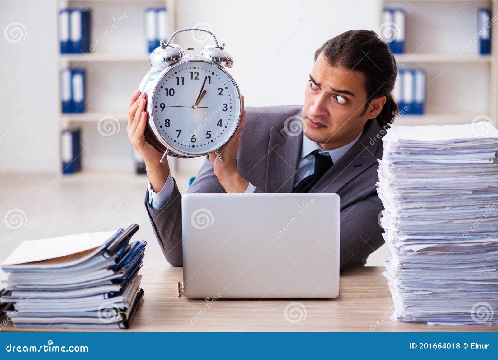 Workload Male Employee in Time Management Concept Stock Photo - Image ...