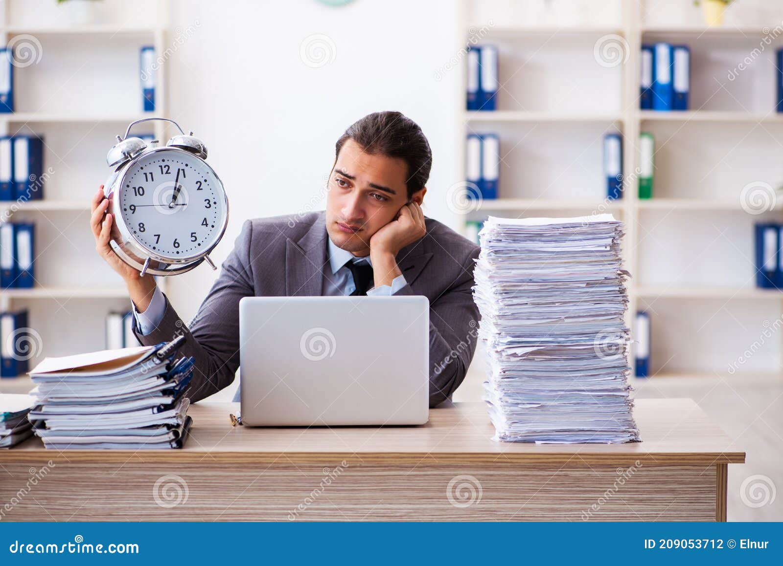 Workload Male Employee in Time Management Concept Stock Photo - Image ...