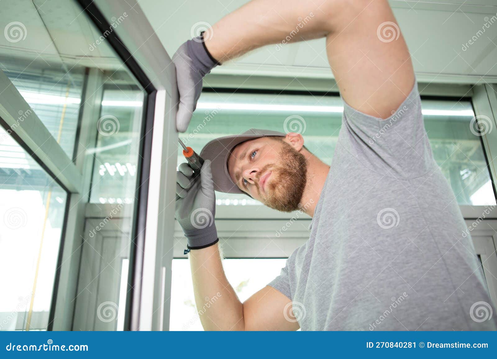 Workman Adjusting Door with Screwdriver Stock Image - Image of handyman ...