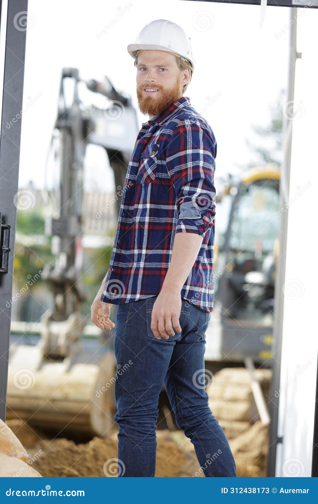 Workman Builder Driver and Concrete Mixer in Heavy Construction Machine ...