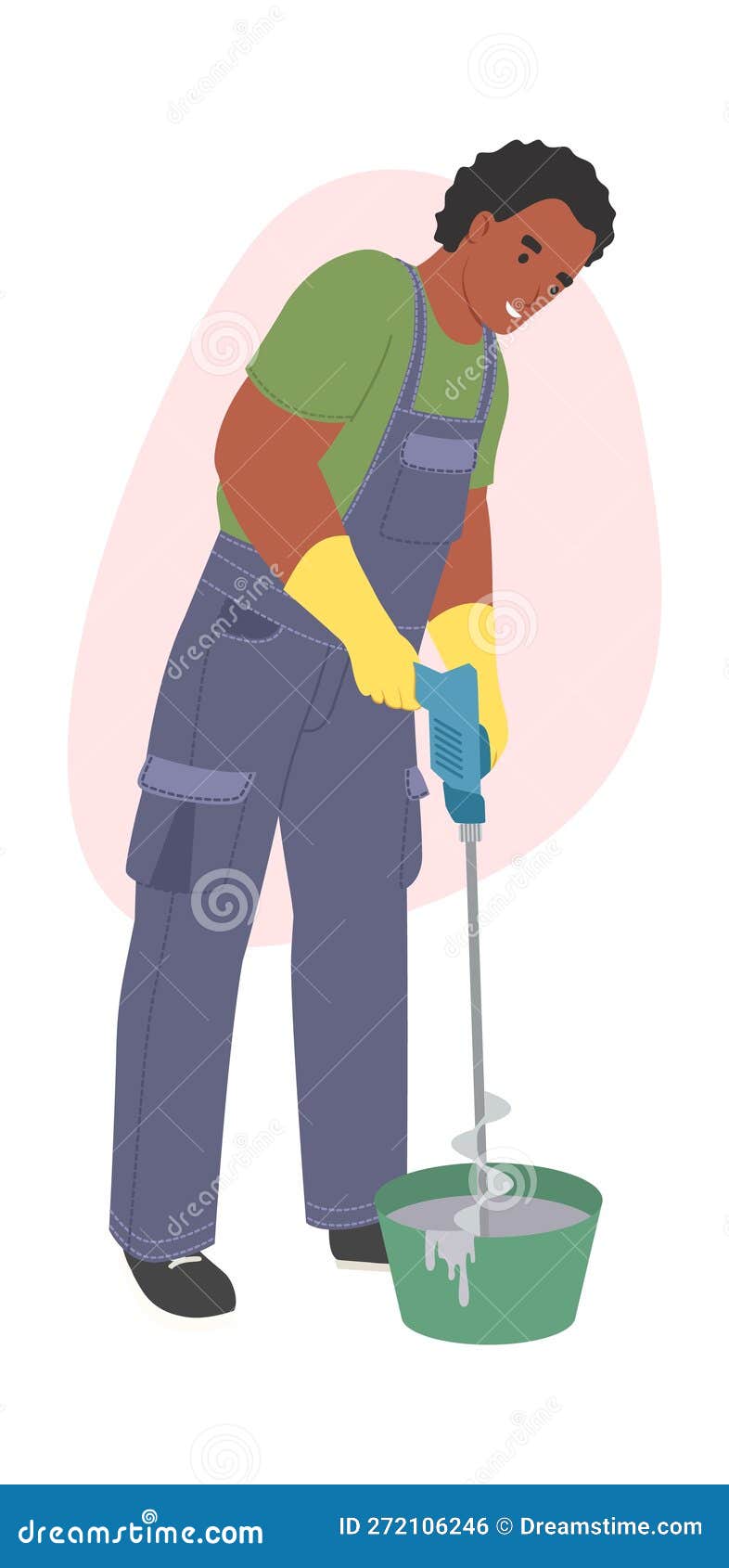 Workman Builder in Uniform Mixing Cement Vector Stock Vector ...