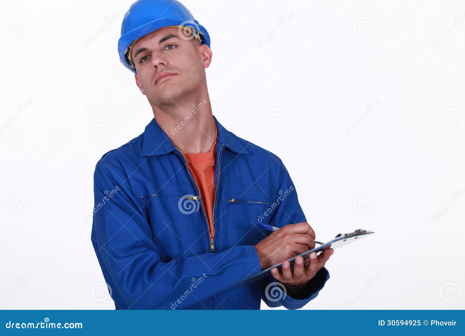 Workman with a clipboard stock image. Image of technician - 30594925