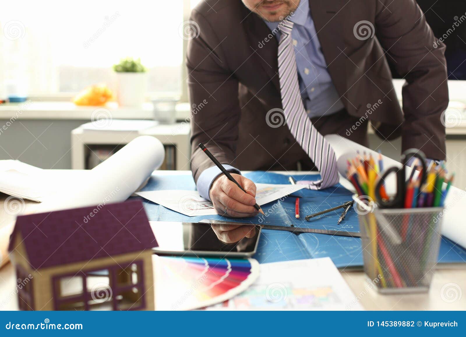 Workman Drafting Building Reconstruction Project Royalty-Free Stock ...