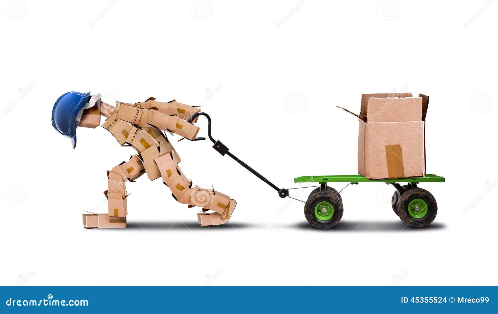 Workman Dragging Large Load Stock Illustration - Illustration of hard ...