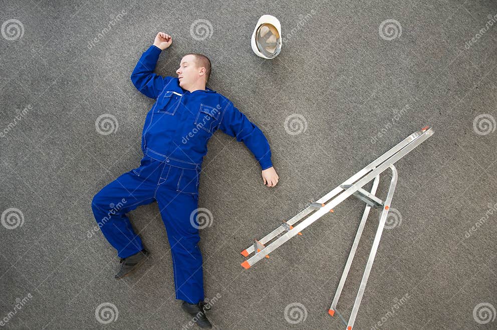 Workman fallen off ladder stock image. Image of injured - 22514919