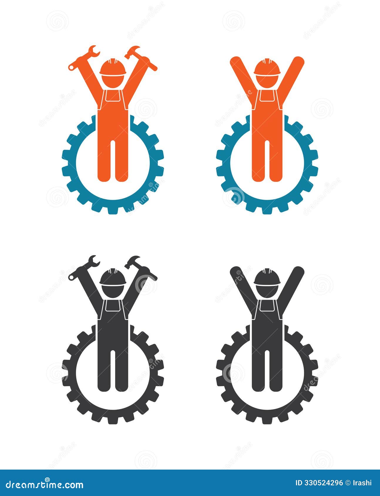Workman in Gear with Tool Icon Stock Vector - Illustration of icon ...