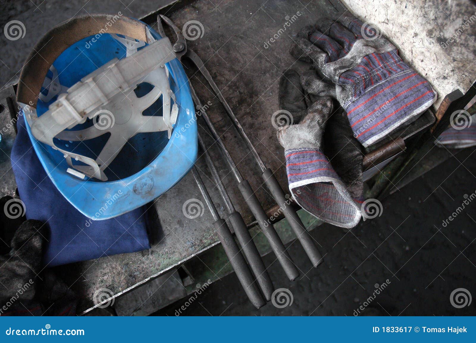 Workman Helmet Glove and Tools Stock Image - Image of manual, detailed ...