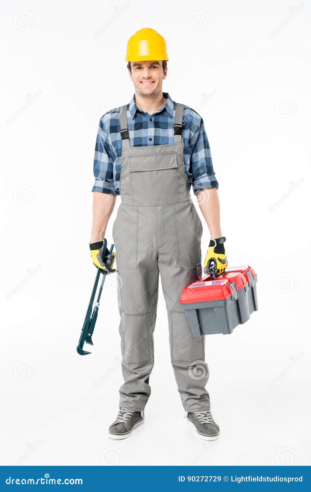 Workman holding tool kit stock image. Image of architect - 90272729