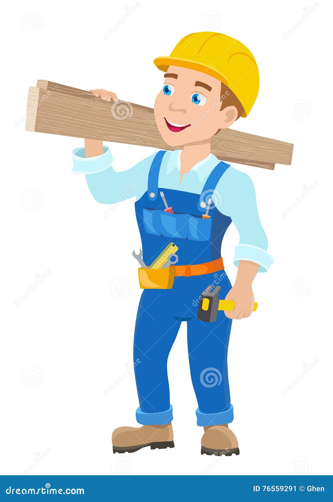 Workman with hummer stock vector. Illustration of handyman - 76559291