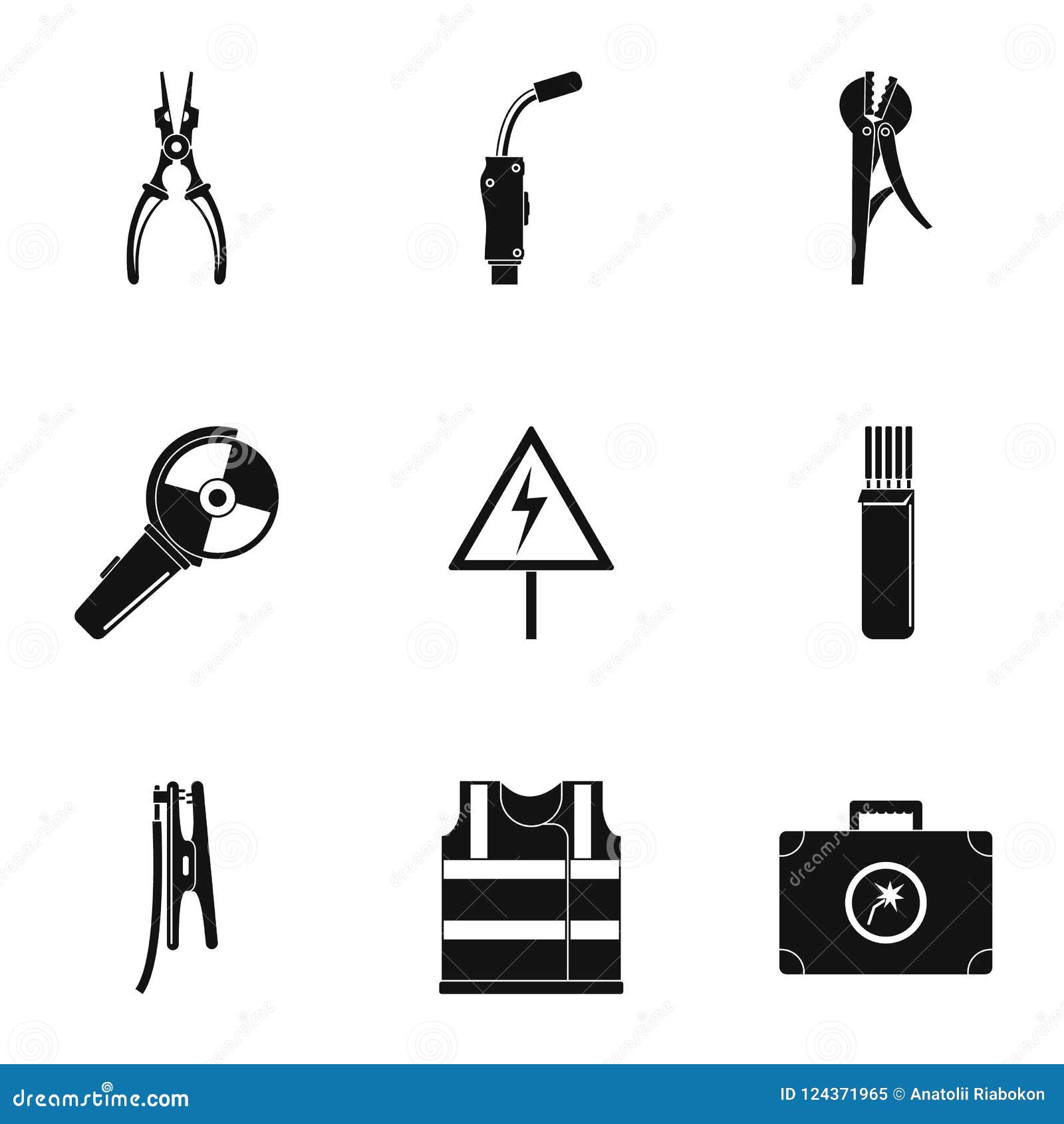 Workman Icons Set, Simple Style Stock Illustration - Illustration of ...