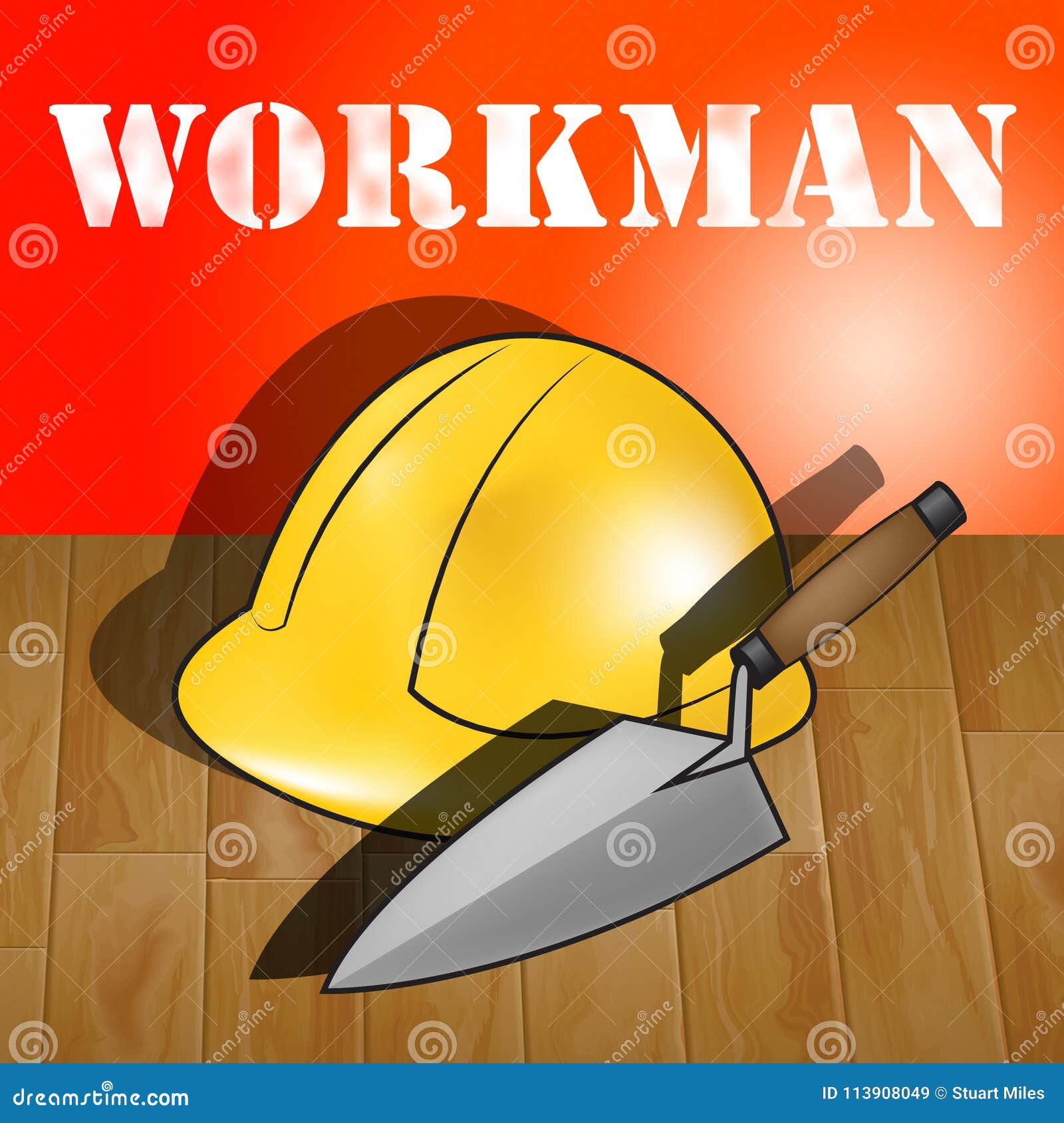 Workman Laborer Shows Building Worker 3d Illustration Royalty-Free ...