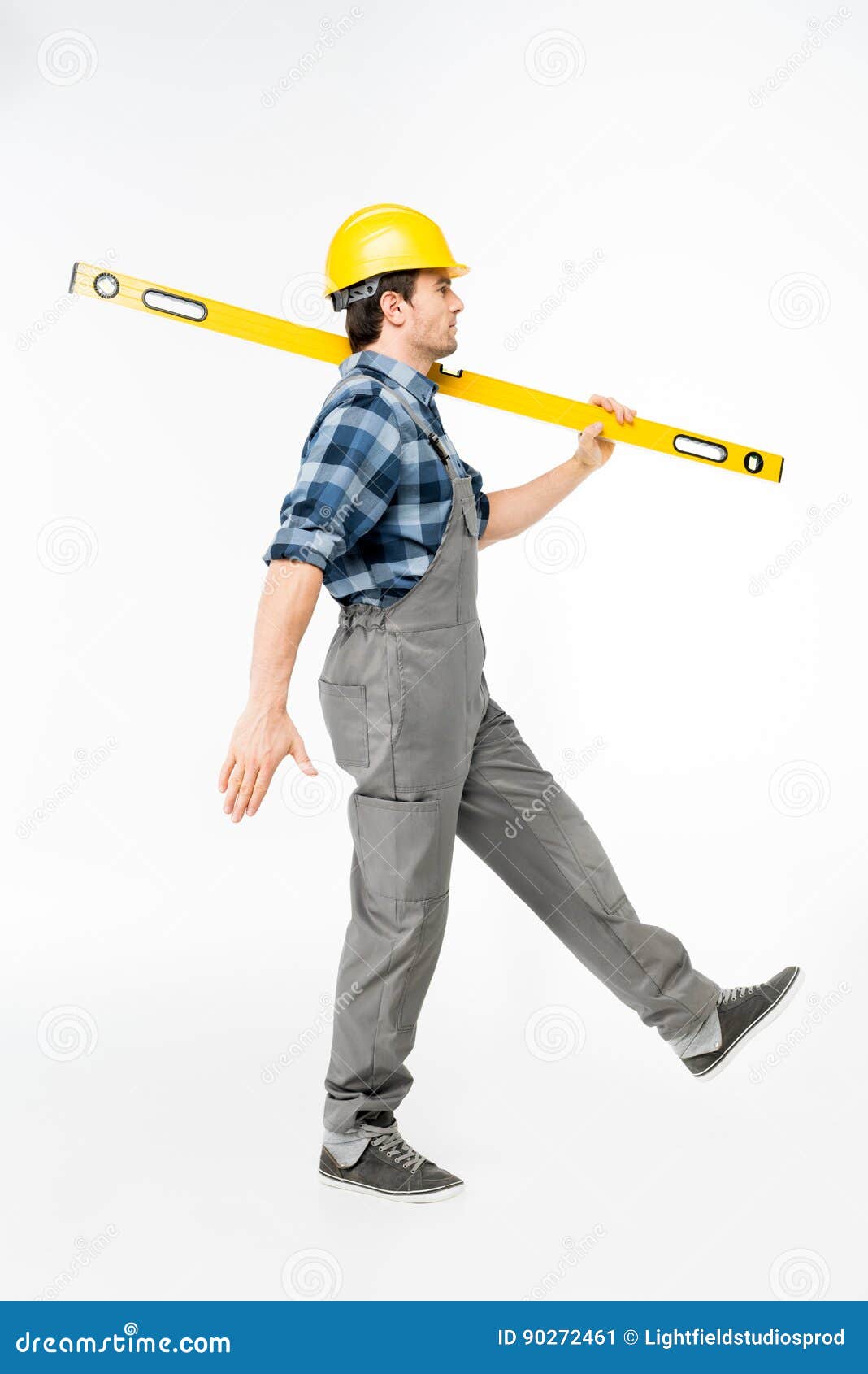 Workman with level tool stock image. Image of level, people - 90272461
