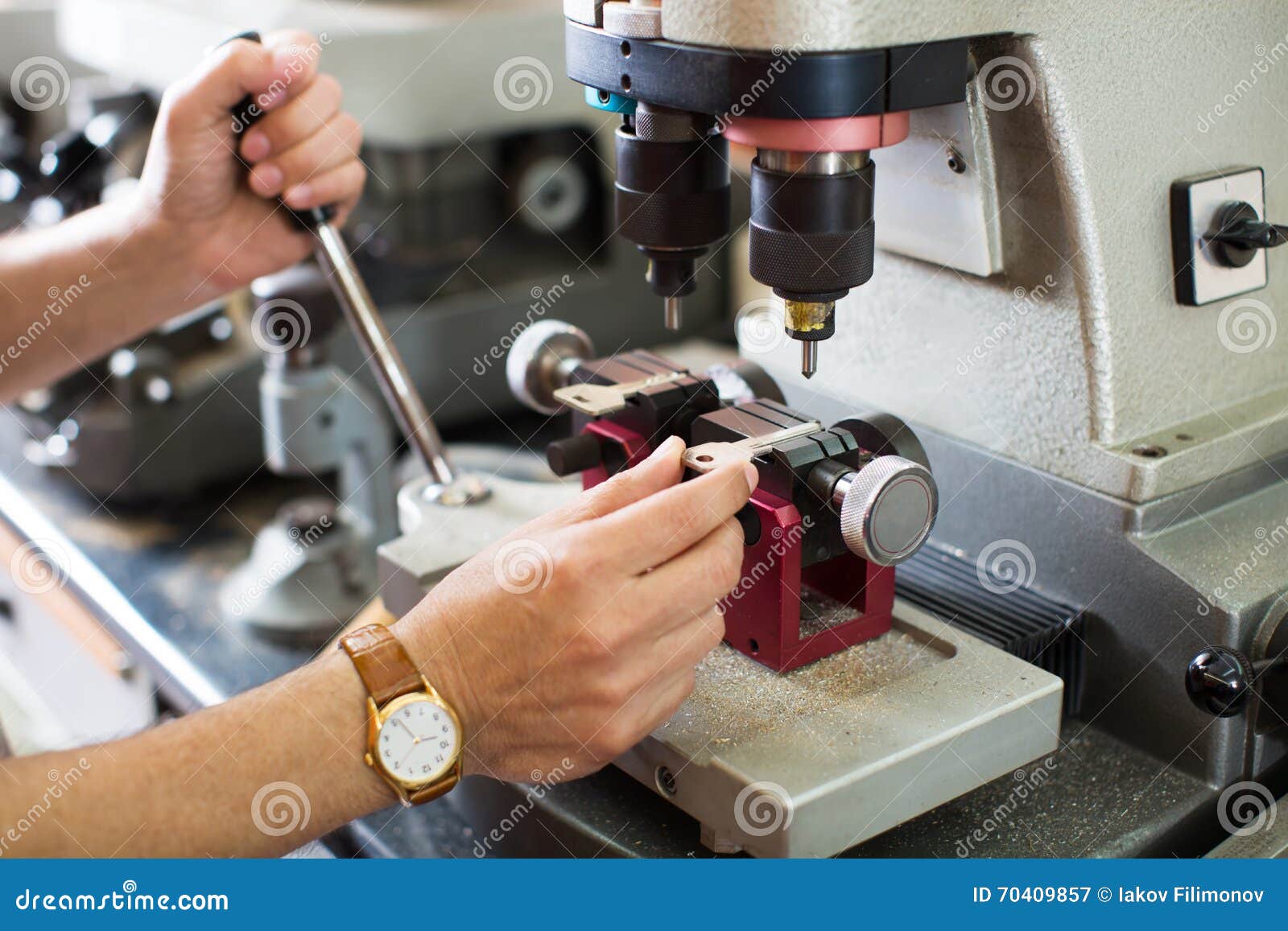 Workman Making Duplicates of Keys Stock Image - Image of male, keymaker ...