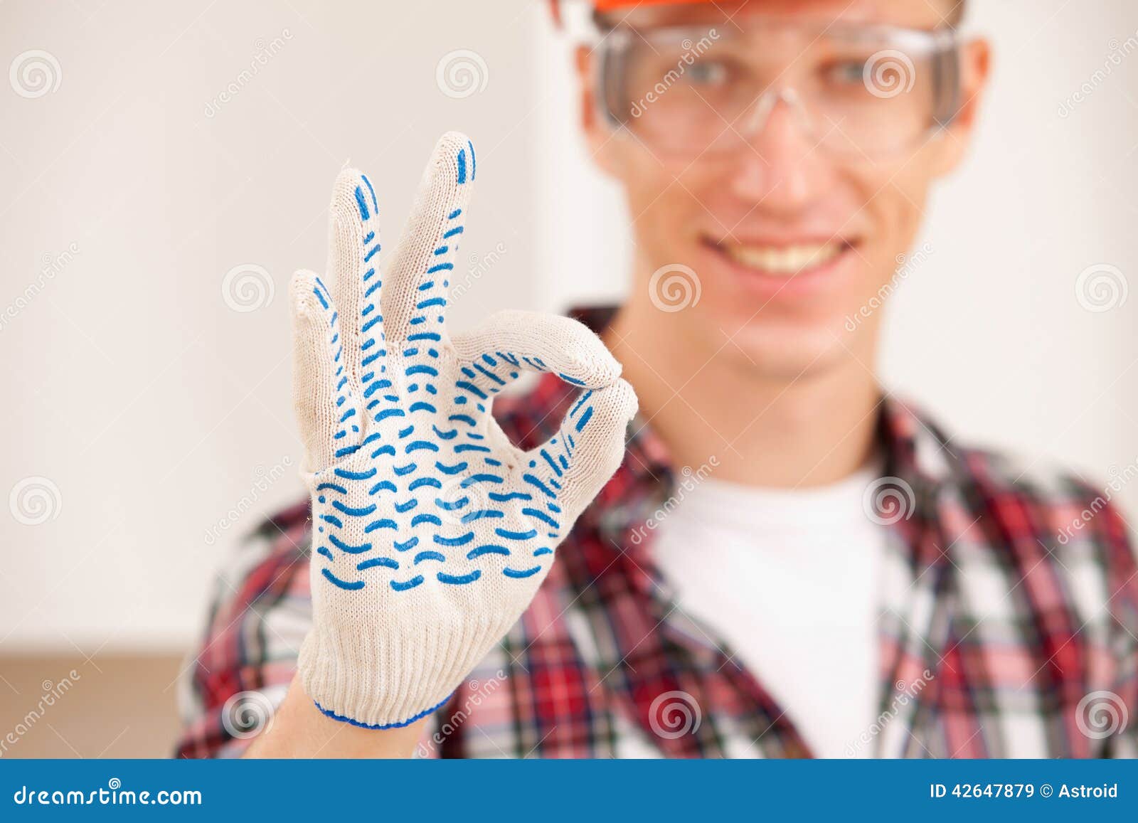 Workman Making a Perfect Gesture Stock Image - Image of hardhat ...