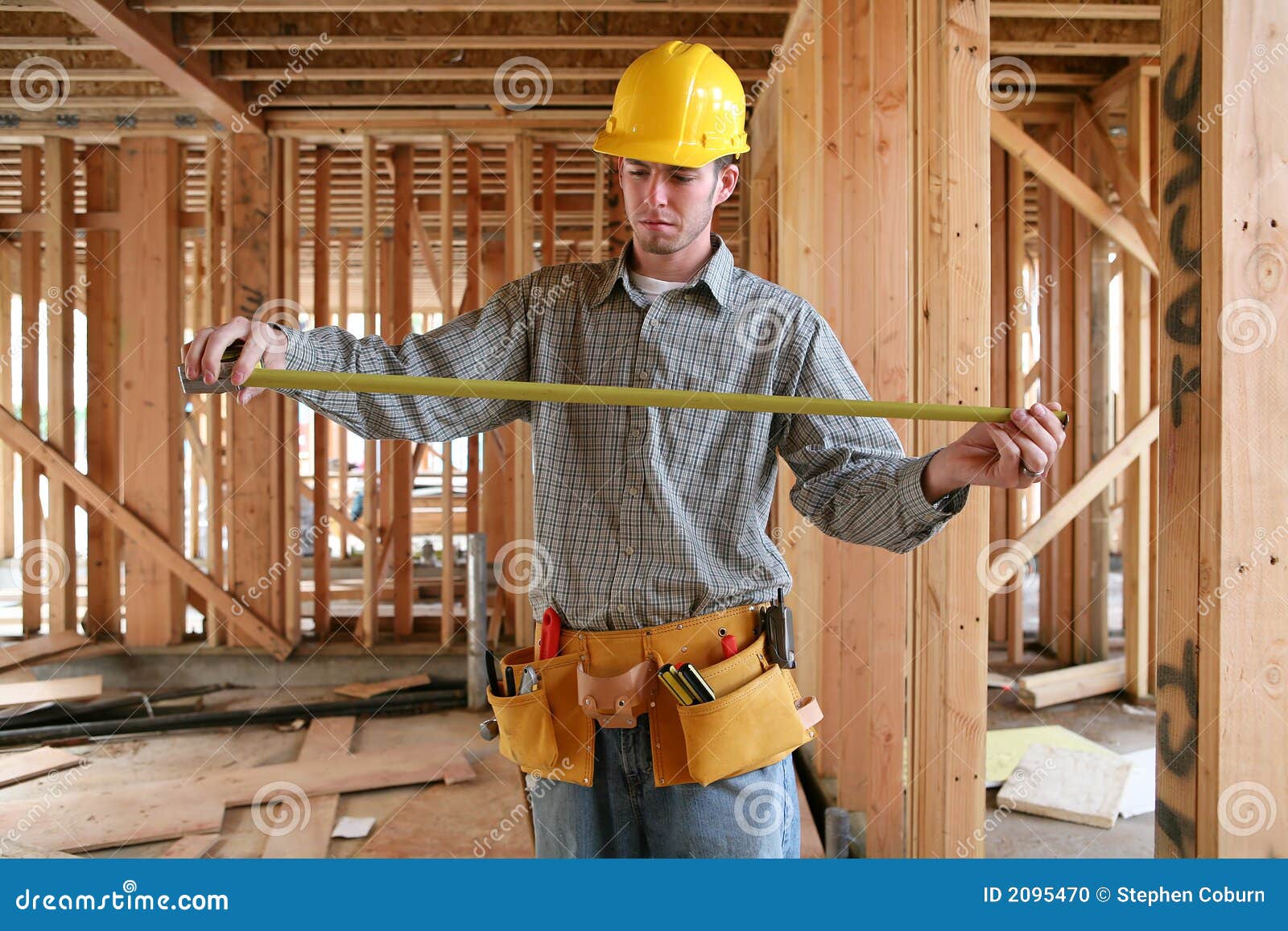 Workman Measuring stock photo. Image of plans, male, industrial - 2095470