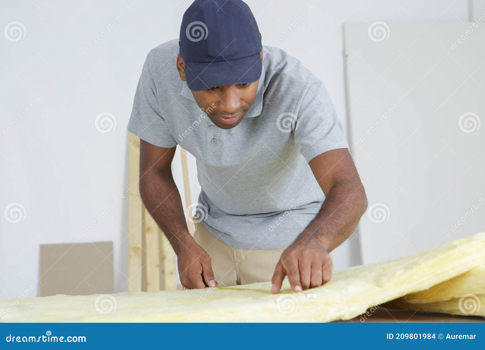 Workman Measuring Materials Stock Photo - Image of tradesman, work ...
